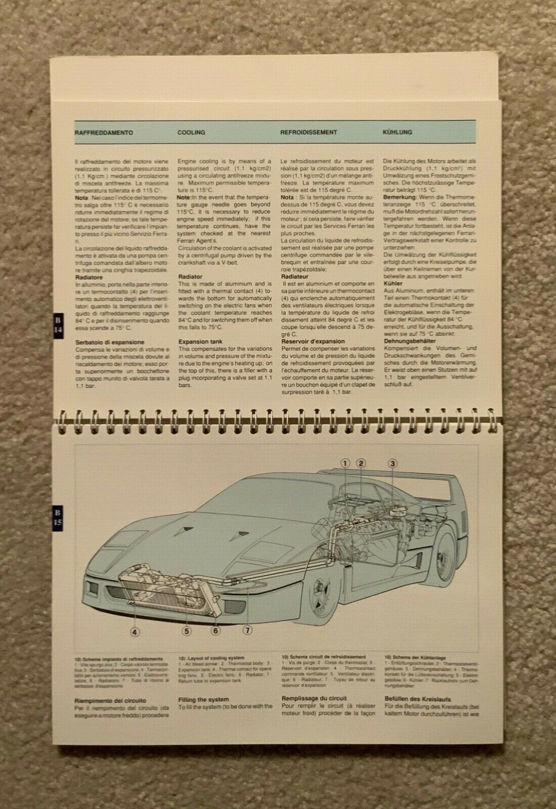 1988 Ferrari F40 Techical Owner's Manual; 512A/88 | Ferrari Literature